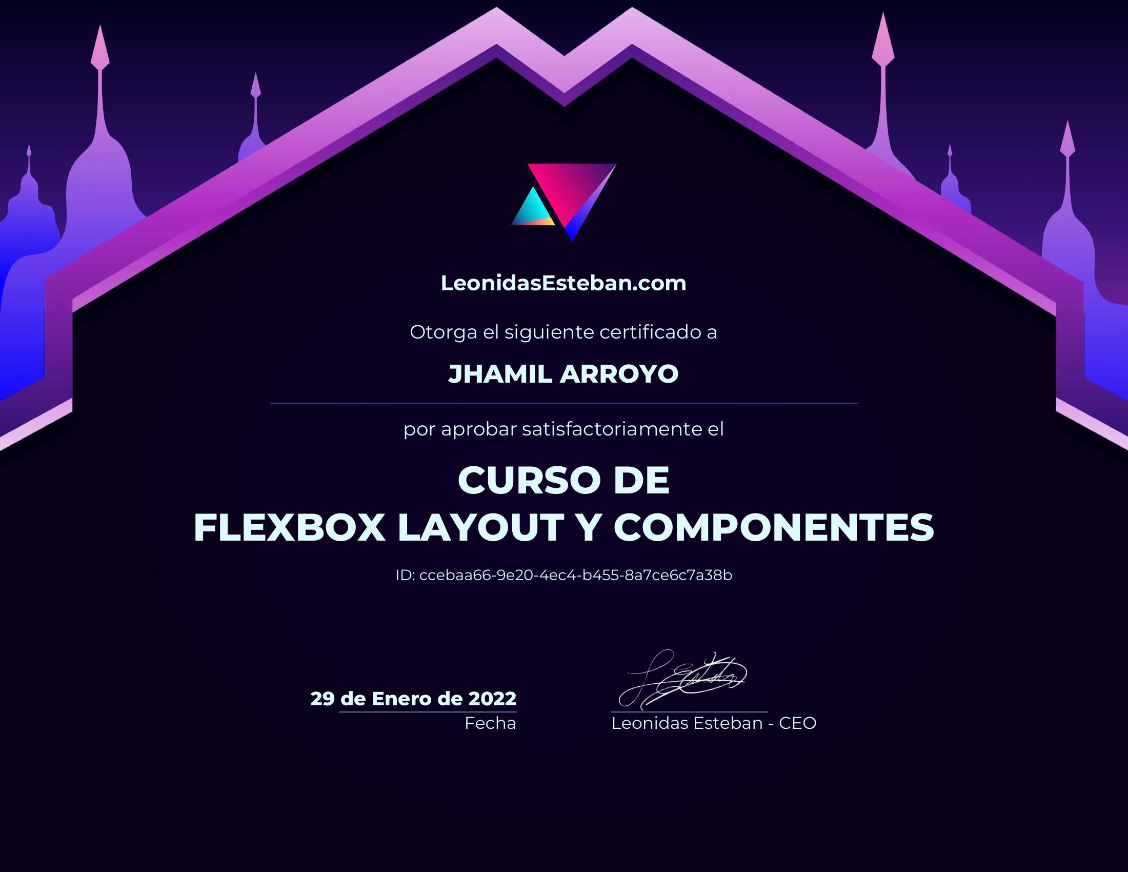 Certificado de Jhamil Arroyo