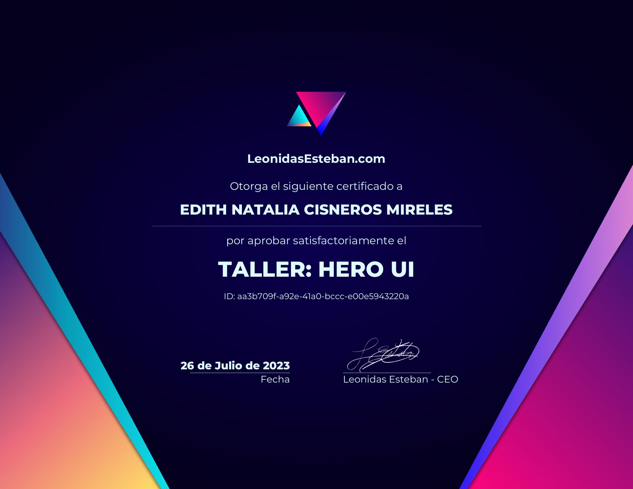 Certificado de Edith Natalia Cisneros Mireles